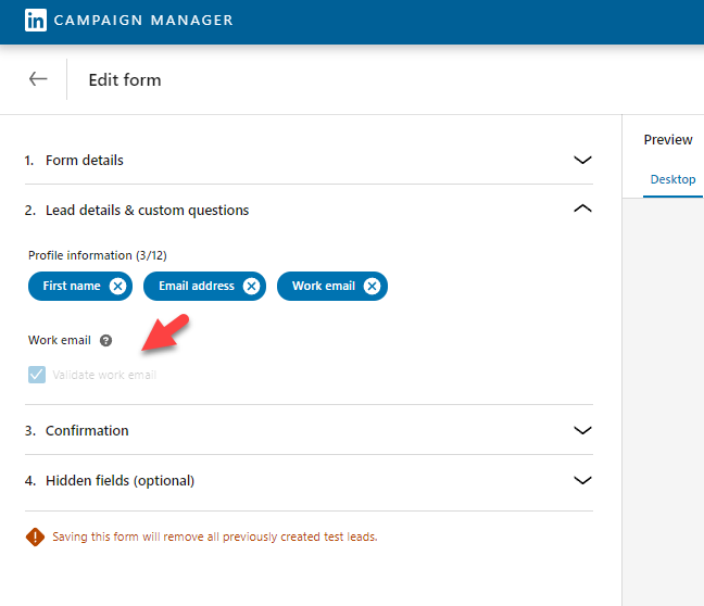 How can I enable validate work email for LinkedIn LeadGen forms? – metadata.io