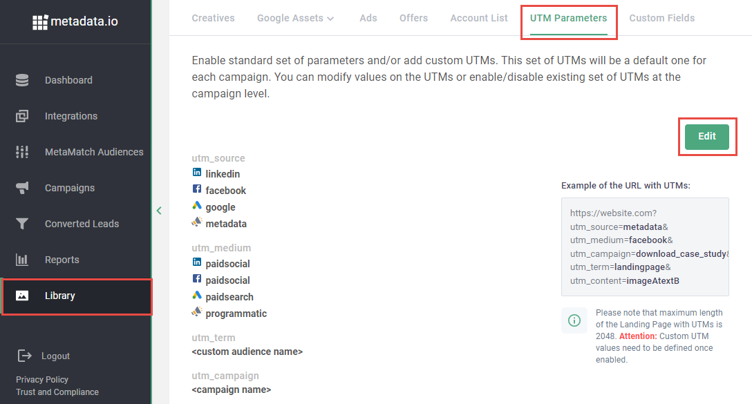 How to: Configure UTM parameters – metadata.io